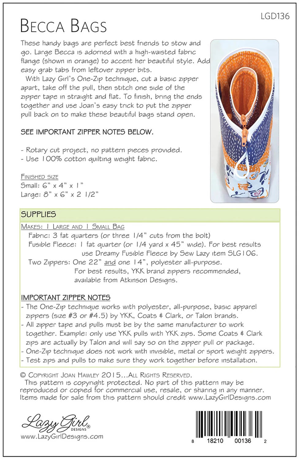 Lazy Girl Becca Bags Pattern – Chestnut Ridge Sewing